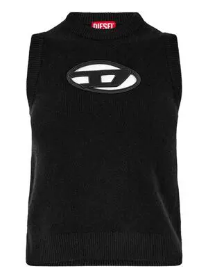 DIESEL® Oval D Logo Knit Vest - Black