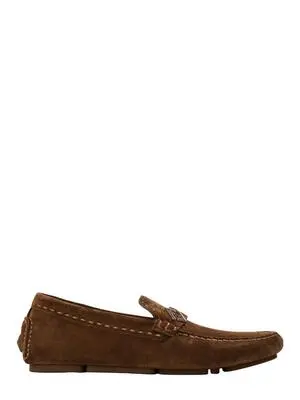 FENDI Fendi Suede Loafers With Metal Logo Detail