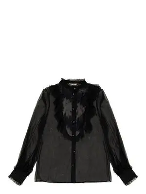 Valentino Garavani Valentino Black Tulle Ruffle Shirt Black