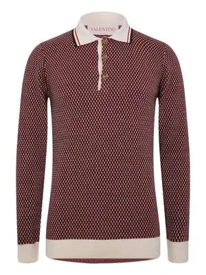Valentino Garavani Long Sleeve Knit Polo Shirt - Multicolor