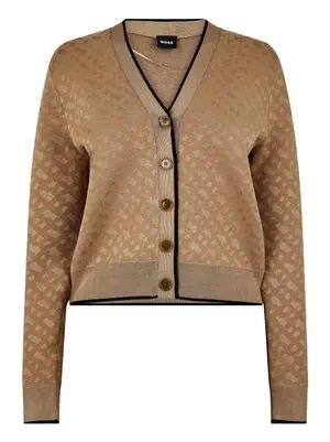 Hugo Boss Geometric Knit Cardigan - Brown