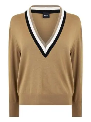 Hugo Boss V-neck Knitted Sweater - Brown