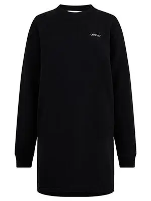 Off-White Floral Embroidered Arrow Logo Dress - Black