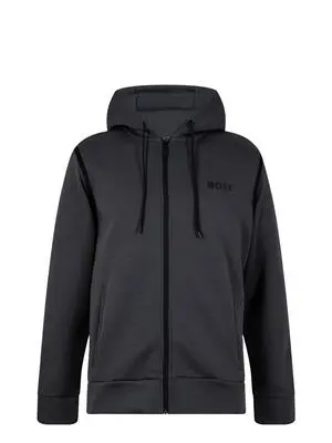 Hugo Boss Ogo Print Zip-up Hooded Sweatshirt - Black