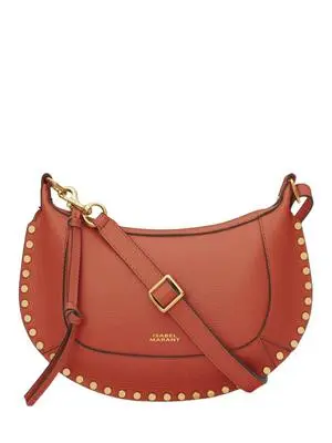 Isabel Marant Étoile Oskan Moon Grainy Leather Shoulder Bag With Studs - Brown