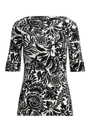 Ralph Lauren Floral Print Crewneck Long Sleeve Top - Black