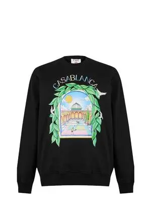 Casablanca Graphic Print Long Sleeve Sweatshirt - Black