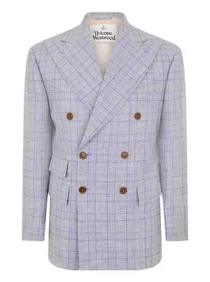 VIVIENNE WESTWOOD Light Purple Plaid Double-breasted Blazer - Gray