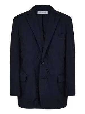 Dries Van Noten Navy Blue Lightweight Quilted Blazer-style Jacket - Black
