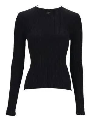 COURREGES Courreges Logo-Embossed Ribbed-Knit Jumper Black