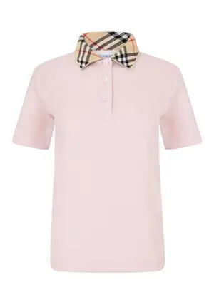 Burberry Burberry Polo Shirt With Plaid Collar Pink