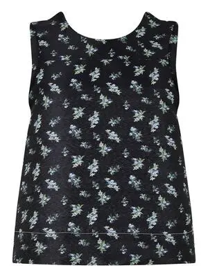 GANNI Floral Jacquard Top With Adjustable Belt - Black