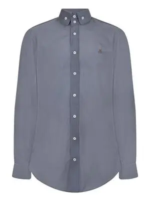 VIVIENNE WESTWOOD Logo Cotton Krall Long Sleeved Shirt - Gray