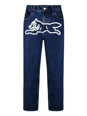 ICECREAM Animal Pattern Belt Loop Jeans - Blue