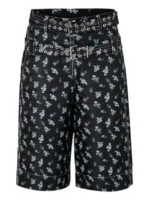 GANNI Jacquard Floral Shorts - Black
