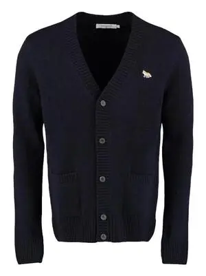 Maison Kitsuné V-neck Cardigan With Embroidered Fox - Black