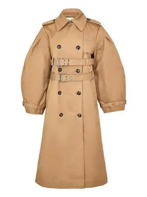GANNI Lantern Sleeve Buckle Trench Coat - No