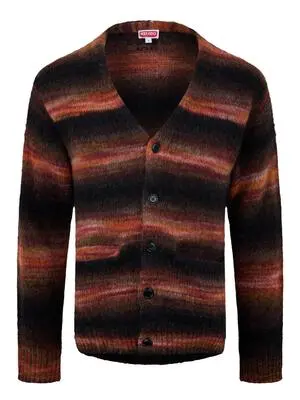 Kenzo Mohair Cardigan With Striped Pattern - Black