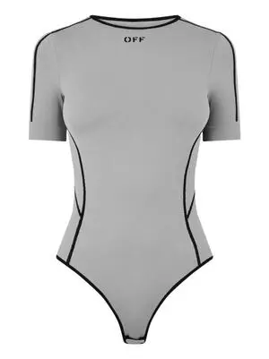 Off-White Seamless Bodysuit With Crew Neck - Gray