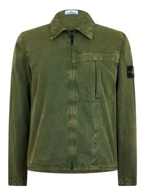 Stone Island Washed Cotton-canvas Overshirt - Green