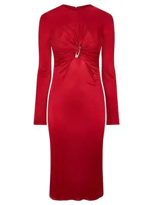 Versace Long Sleeve Midi Dress - Red