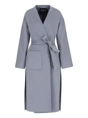 Emporio Armani Long Wrap Coat - Gray