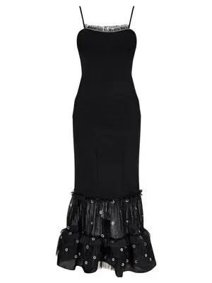 OFF-WHITE Off-White Spaghetti Strap Maxi Dress With Embellished Hem