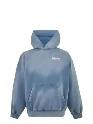 Balenciaga Logo Political Hoodie - Blue