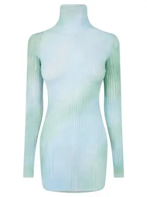 Off-White Tie-dye Long Sleeve Mini Dress - Blue