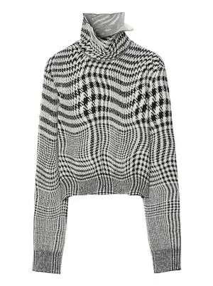 BURBERRY Burberry High-Neck Knitted Jumper With Twisted Houndstooth Jacquard