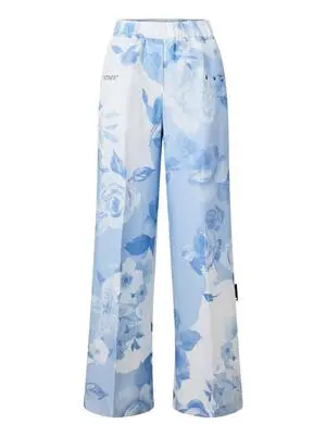 Off-White Printed Wide-leg Pants - Blue