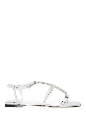 JIMMY CHOO Jimmy Choo Gwyn Flat Sandals With Buckle Detail White