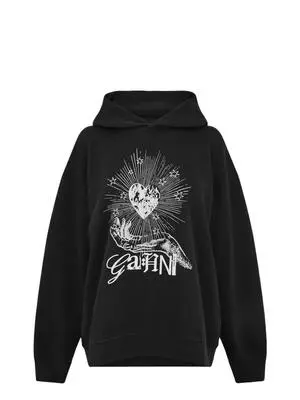 GANNI Heart Graphic Hoodie - Black