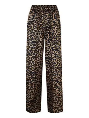 Max Mara Max Mara Leopard Print High-Waisted Loose Fit Trousers Black
