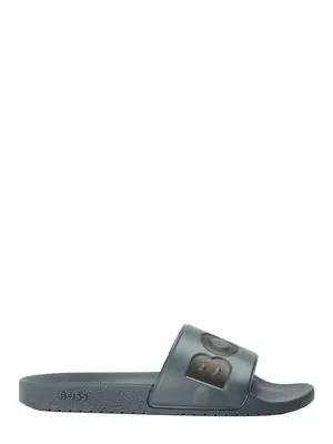 Hugo Boss Boss Logo Detail Slider Sandals - Gray