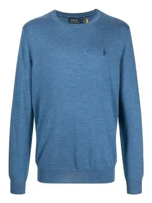 Polo Ralph Lauren Wool Knit Jumper With Polo Pony Detail - Blue