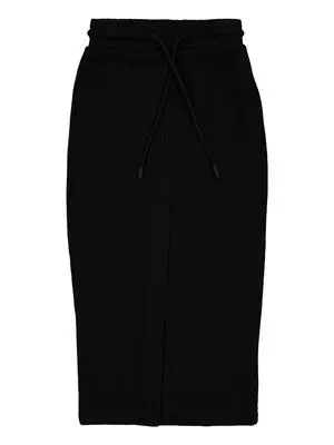 Off-White Fitted Midi Skirt With Drawstring Waist - Black