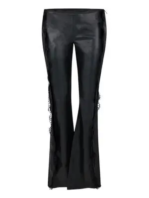 Off-White Leather Trousers With Lace Trim - Black