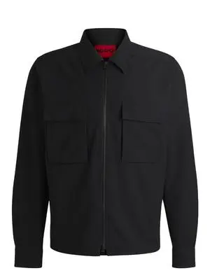 Hugo Boss Zip-up Utility Shirt Jacket - Black