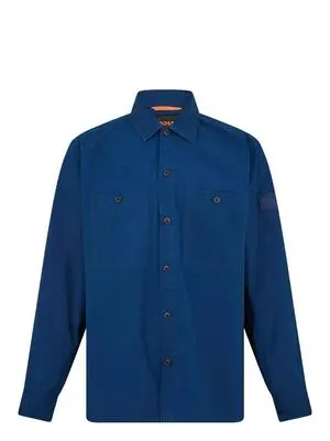 Hugo Boss Long Sleeve Shirt Jacket With Button Details - Blue
