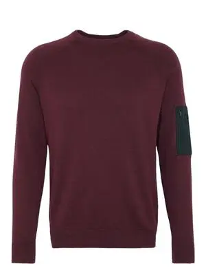 Barbour Crew Neck Sweater With Zip Pocket Detail - Red