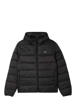 Lacoste Hooded Quilted Zip-up Puffer Jacket - Black
