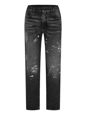 Off-White Distressed Denim Jeans - Black