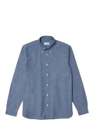 Lacoste Slim Fit Concealed Placket Poplin Shirt - Blue
