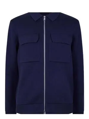 Hugo Boss Navy Knitted Lapel Casual Jacket - Black