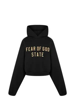 Fear Of God Logo Hooded Sweatshirt - Black