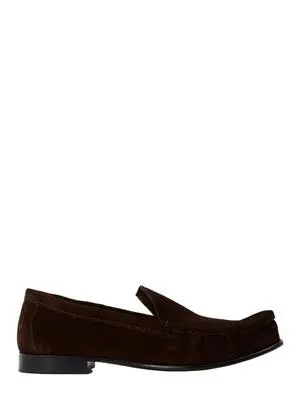 Miu Miu Suede Logo Detail Loafers - Black