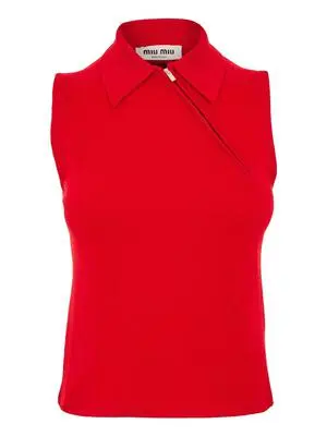 Miu Miu Sleeveless Knit Top - Red