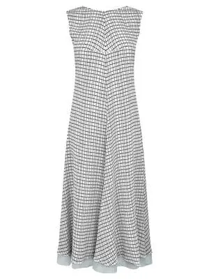 Fendi Sleeveless Checked Midi Dress - Gray