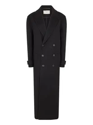 Saint Laurent Double-breasted Overcoat - Black